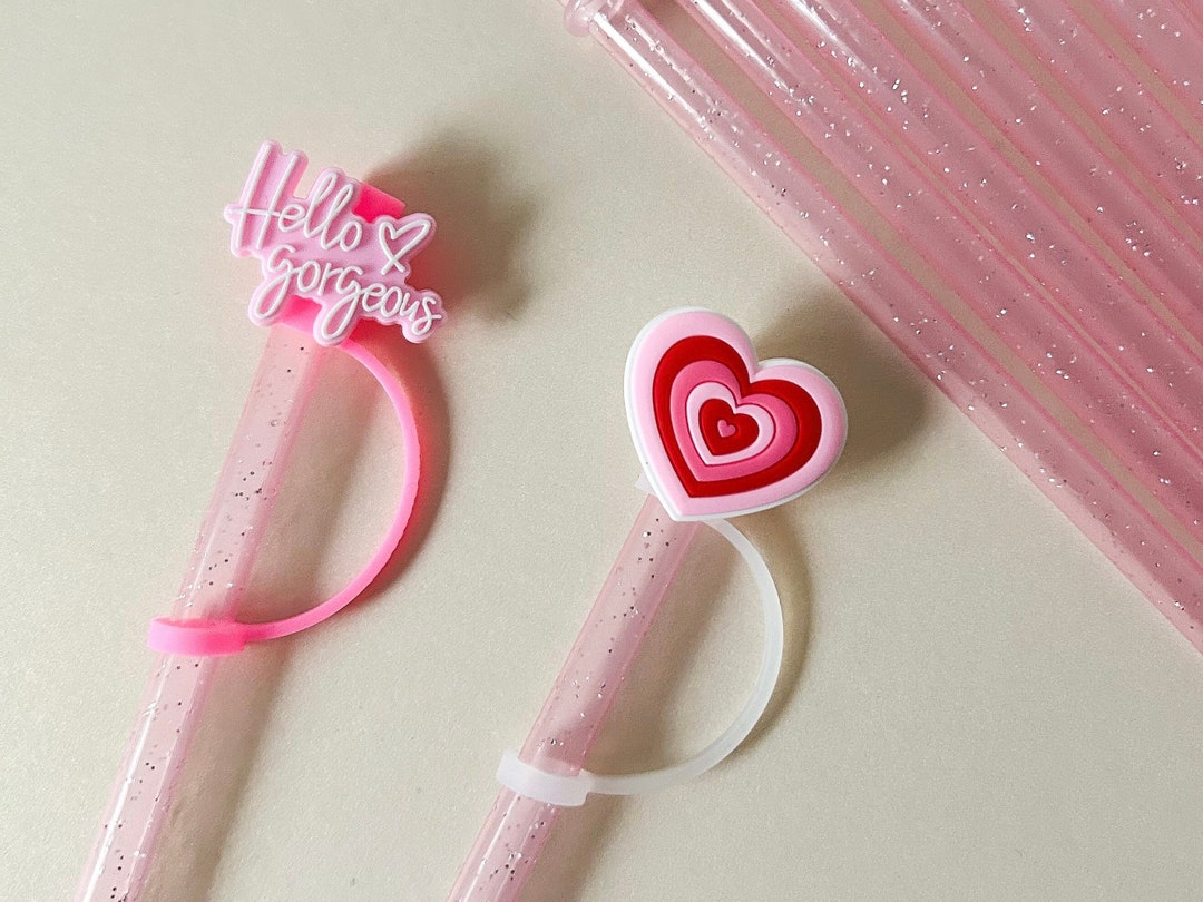 Hot Pink Straw Topper Neon Pink Straw Topper Cover Hot Pink Accessory ...