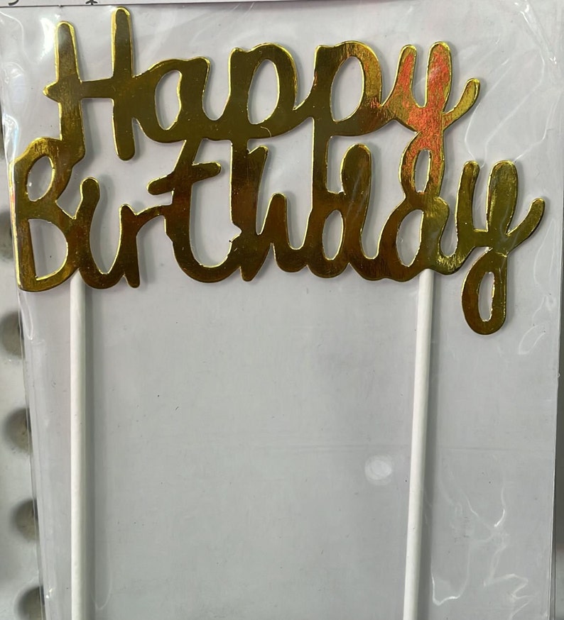 CAKE TOPPER Happy Birthday Metallic GOLD - Etsy