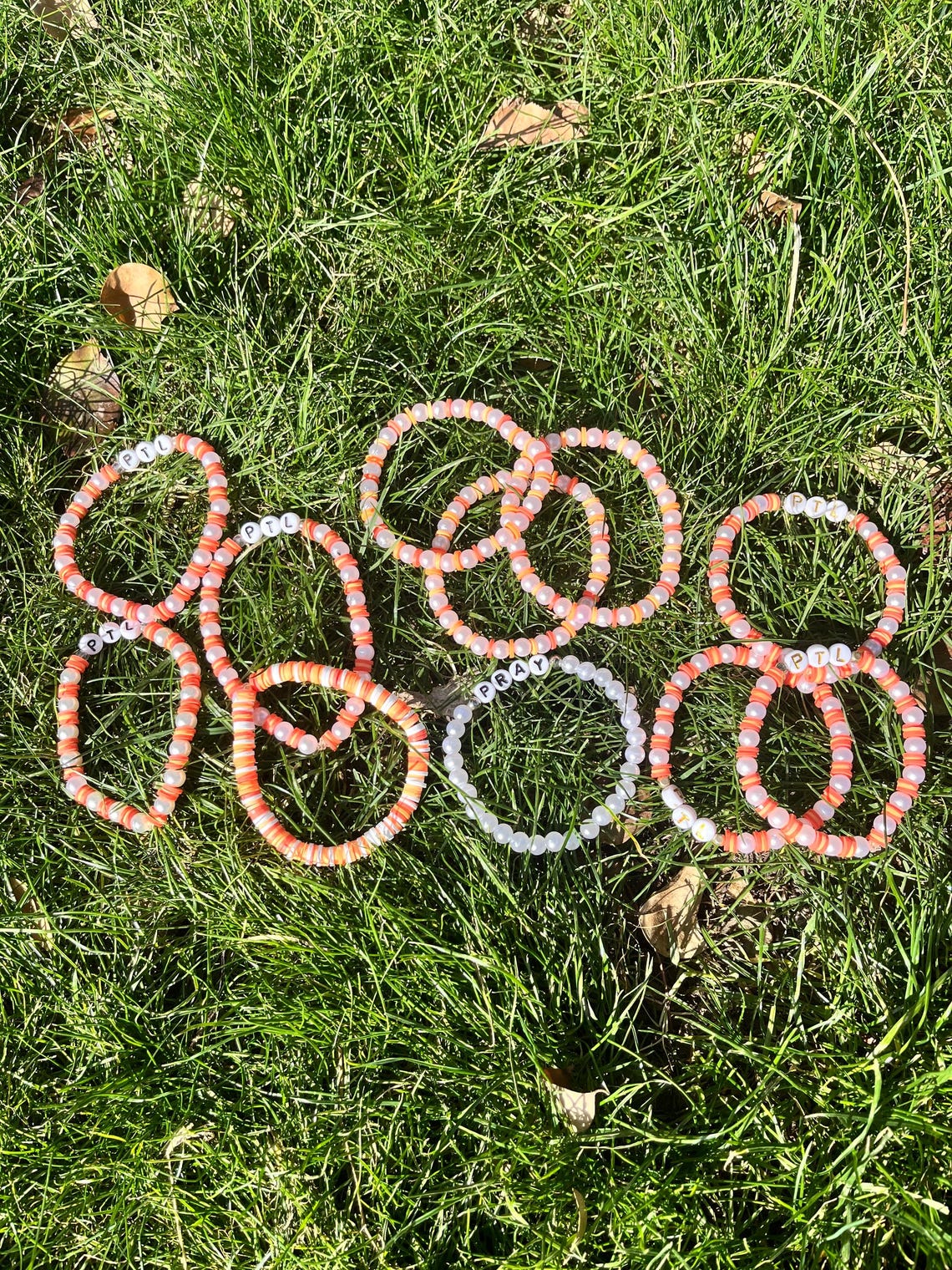 Christian Bracelets! Pray | Praise the Lord | PTL | Pretty Orange Clay ...