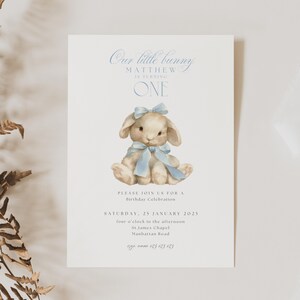 Some Bunny is Turning One Boy, 1st Bunny Birthday Invite, Bunny Themed ...