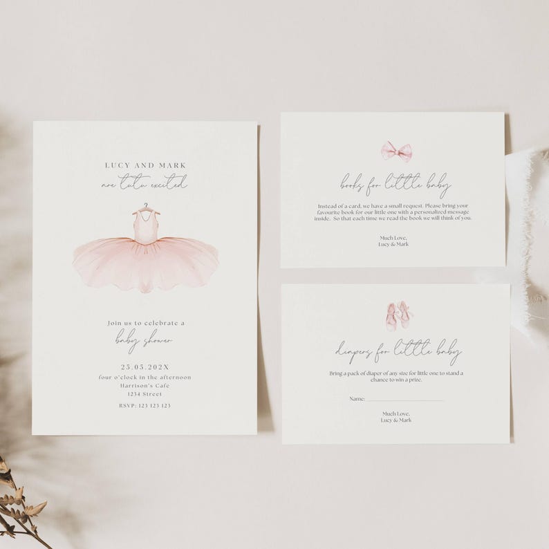 Tutu Excited Baby Shower Invite, Ballerina Baby Shower Invitation Set ...