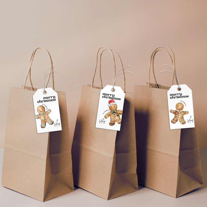 Printable Gift Tags Gingerbread Man, Digital Download, Christmas Gift ...