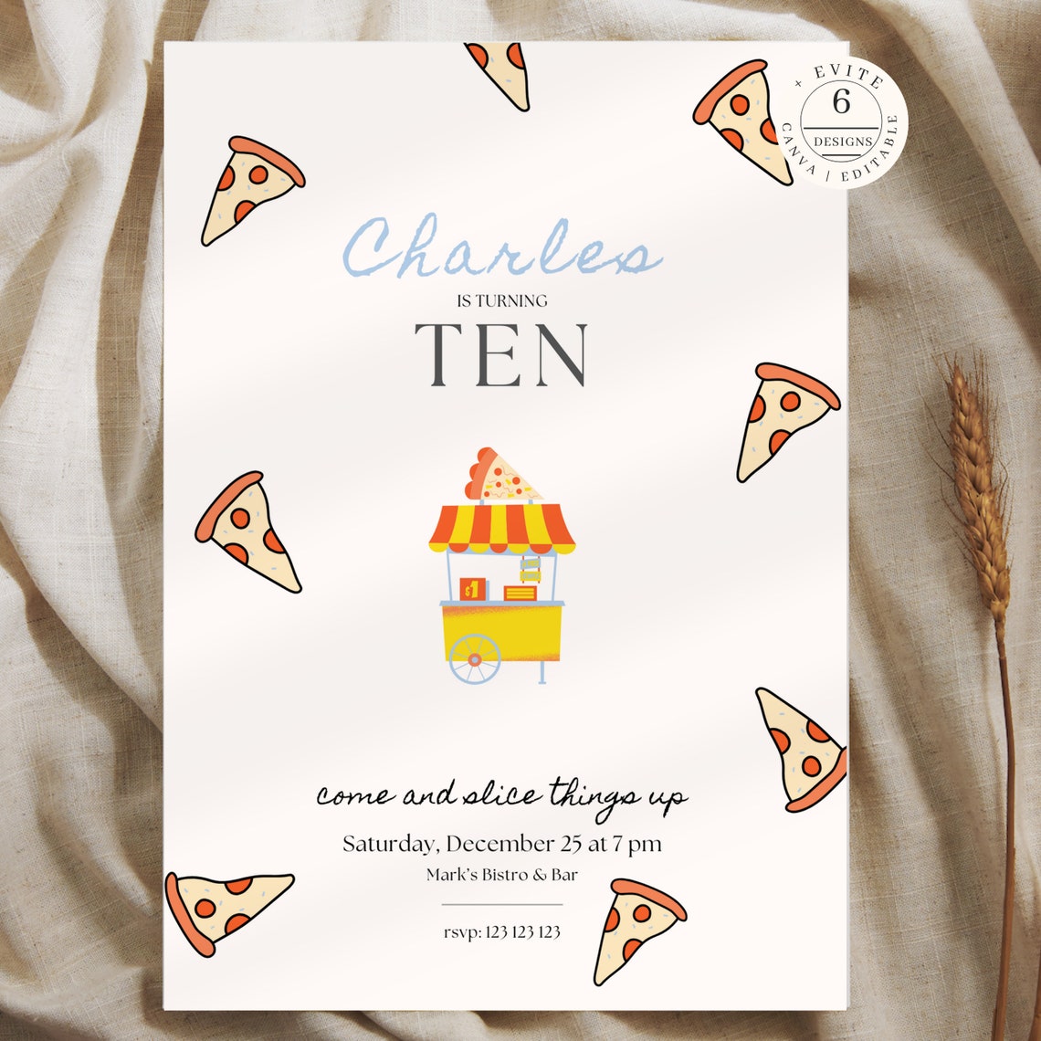 Pizza Making Birthday Invite, Pizza Party Invitation, Printable Pizza ...