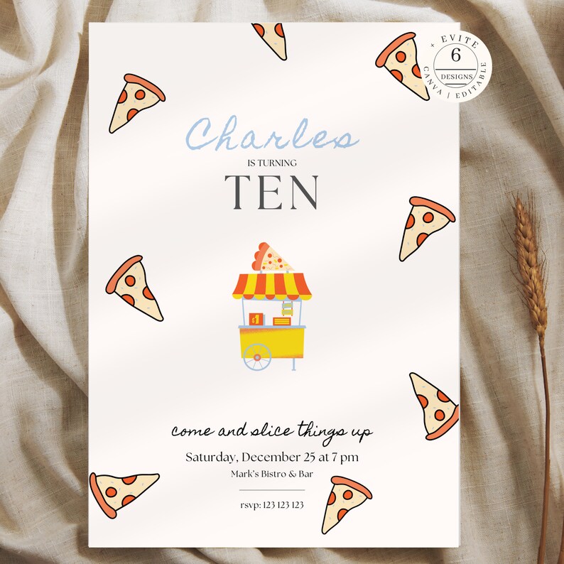 Pizza Making Birthday Invite, Pizza Party Invitation, Printable Pizza ...