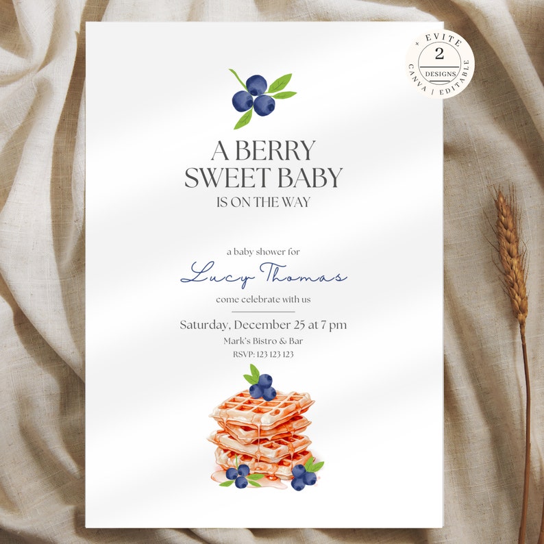 Blueberry Baby Shower Invitation, A Berry Sweet Baby is on the Way ...