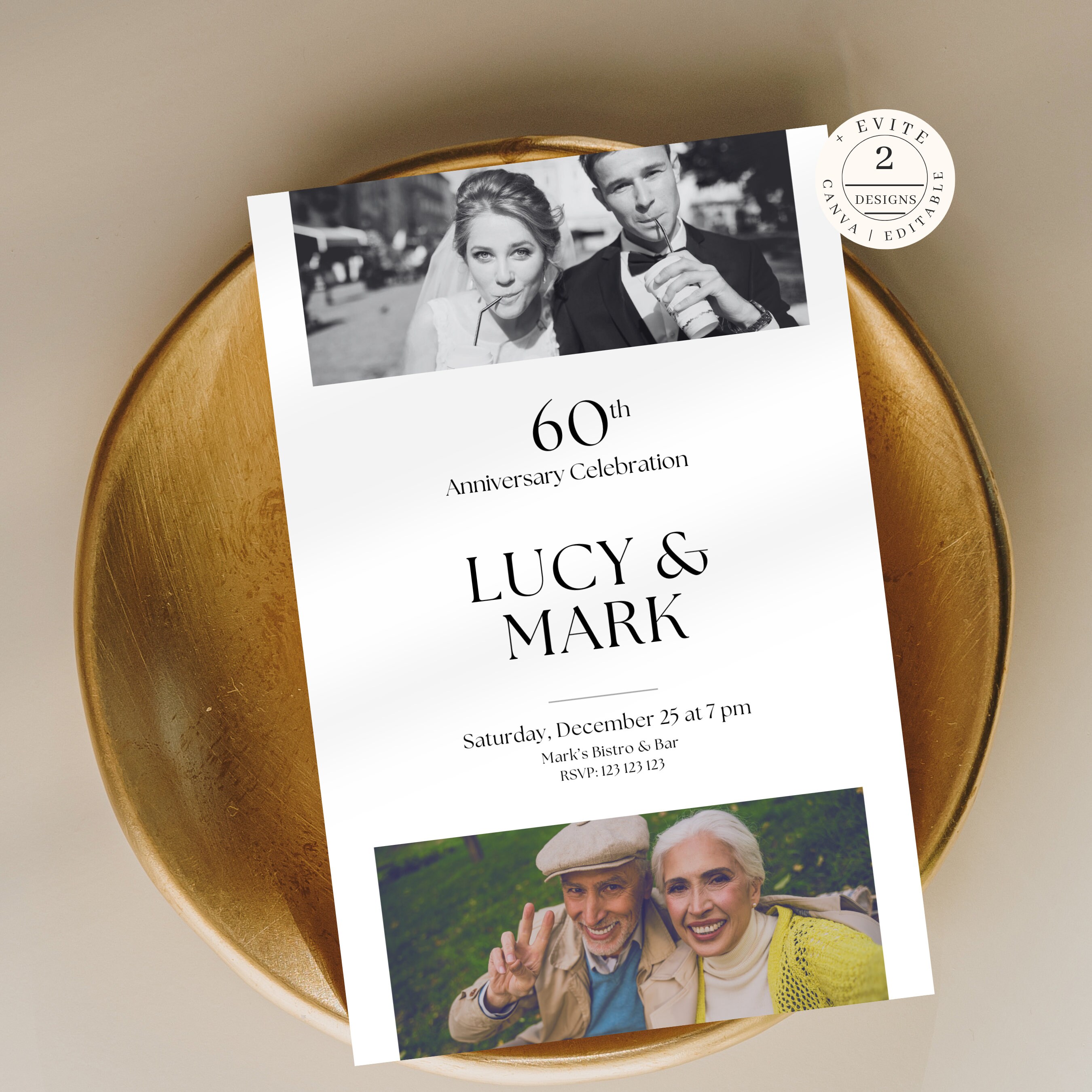 60th Wedding Anniversary Invitation, Anniversary Invitation Template ...