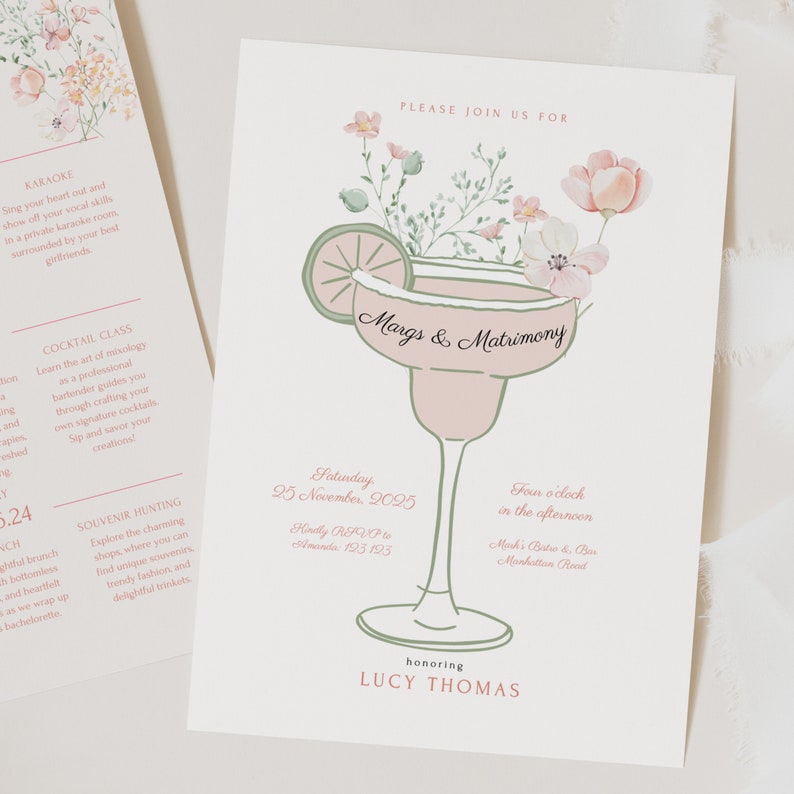 Margs and Matrimony Bachelorette Invite, Margs and Matrimony Bridal ...