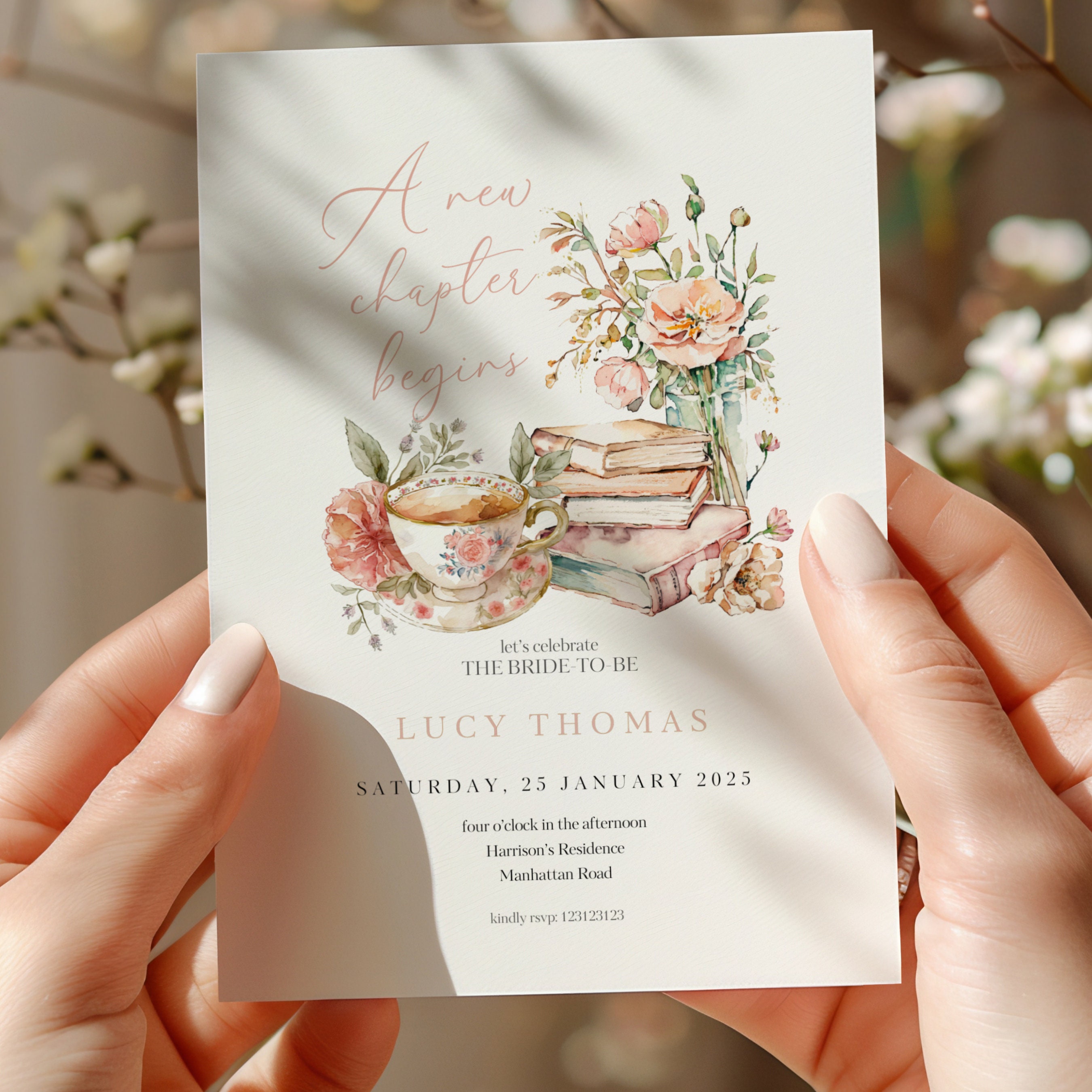 Book Theme Bridal Shower Invite, A New Chapter Begins Bridal Shower ...
