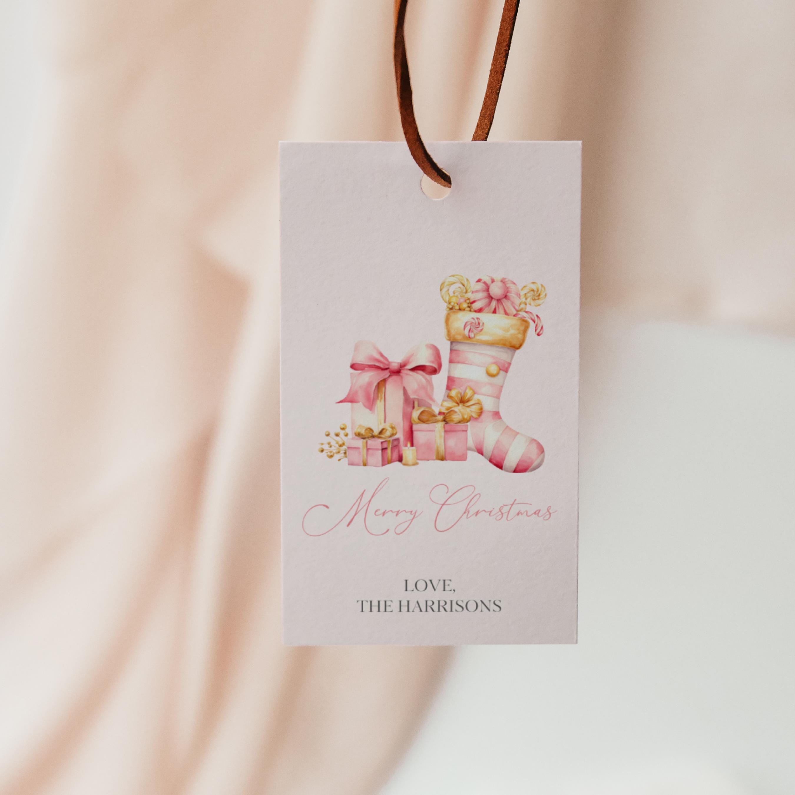 Printable Christmas Gift Tags, Editable Christmas Gift Tags, Pink ...