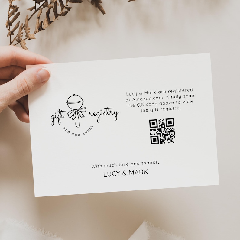 Baby Shower Registry Card QR Codes, Diaper Fund QR Code, Baby Shower ...