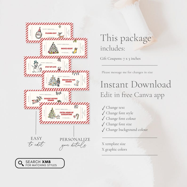 Editable Christmas Coupon Book for Kids, Printable Gift Vouchers ...