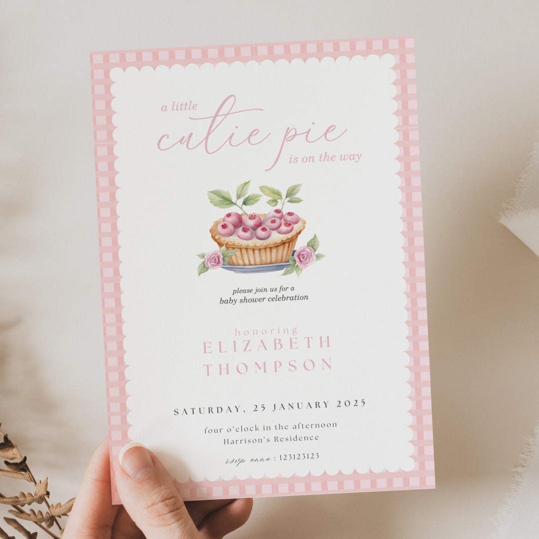 Cutie Pie Baby Shower Bundle, Cutie Pie Baby Shower Pink Gingham, Pie ...