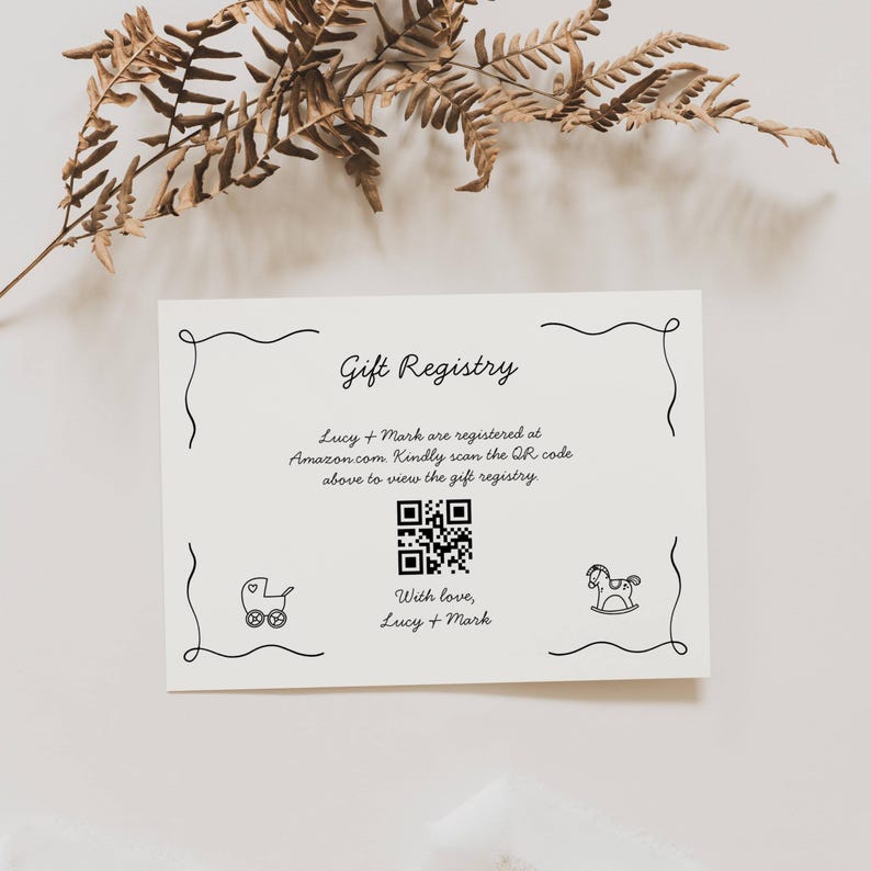 Baby Shower Registry Card Qr Codes, Baby Gift Registry Card Template ...