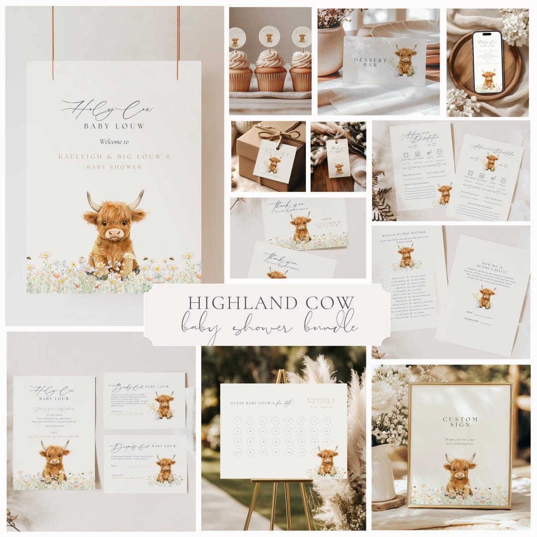 Highland Cow Baby Shower Invitation, Oh Holy Cow We Are Having A Baby ...