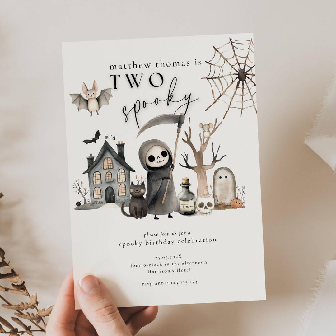 Two Spooky Birthday Invitation Boy, Two Spooky 2nd Birthday Invitation ...