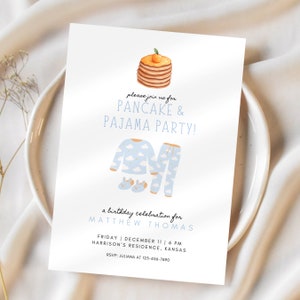 Pancake and Pajamas Birthday Invitation, Pancakes and Pajamas ...