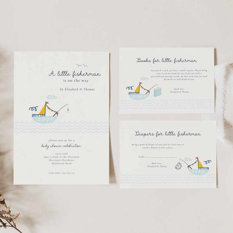 A Little Fisherman is on the Way Baby Shower Invitation: Fishing Baby ...