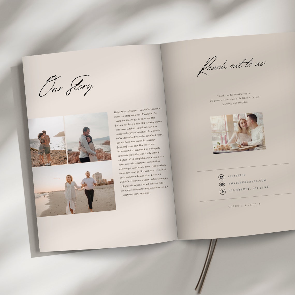 Adoption Profile Book Template Canva, Parent Profile Book Template ...