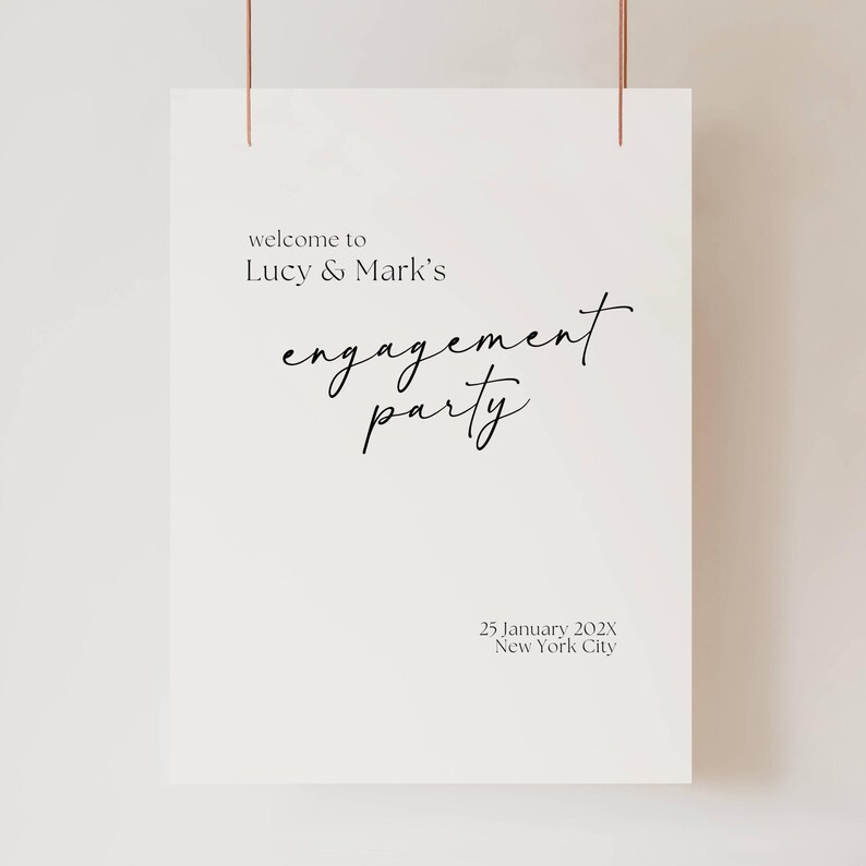 Modern Engagement Welcome Sign Template, We're Engaged Welcome Sign ...