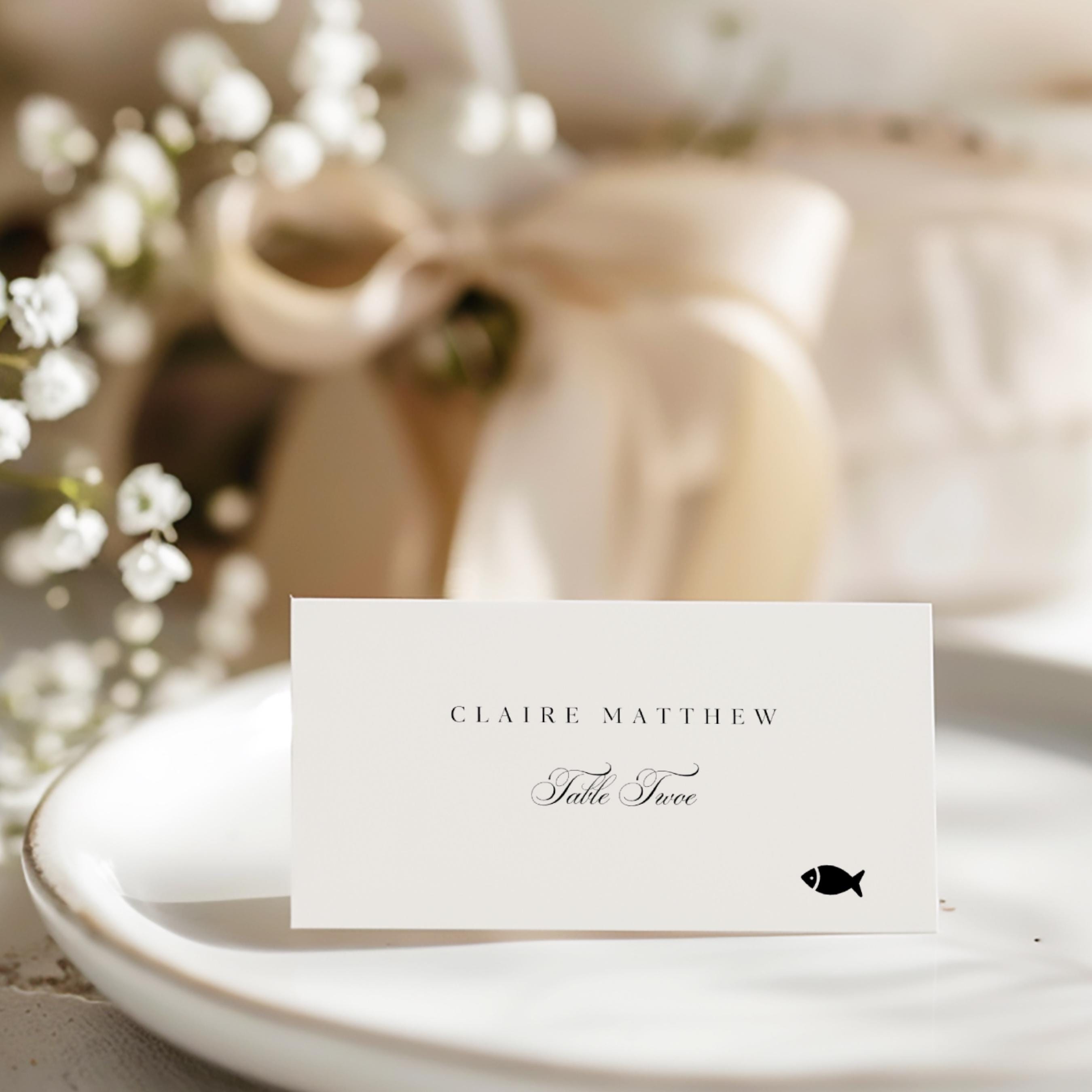 Place Card With Meal Icons Print, Personalized Wedding Place Cards With ...