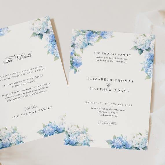 Hydrangea Wedding Invitations Templates