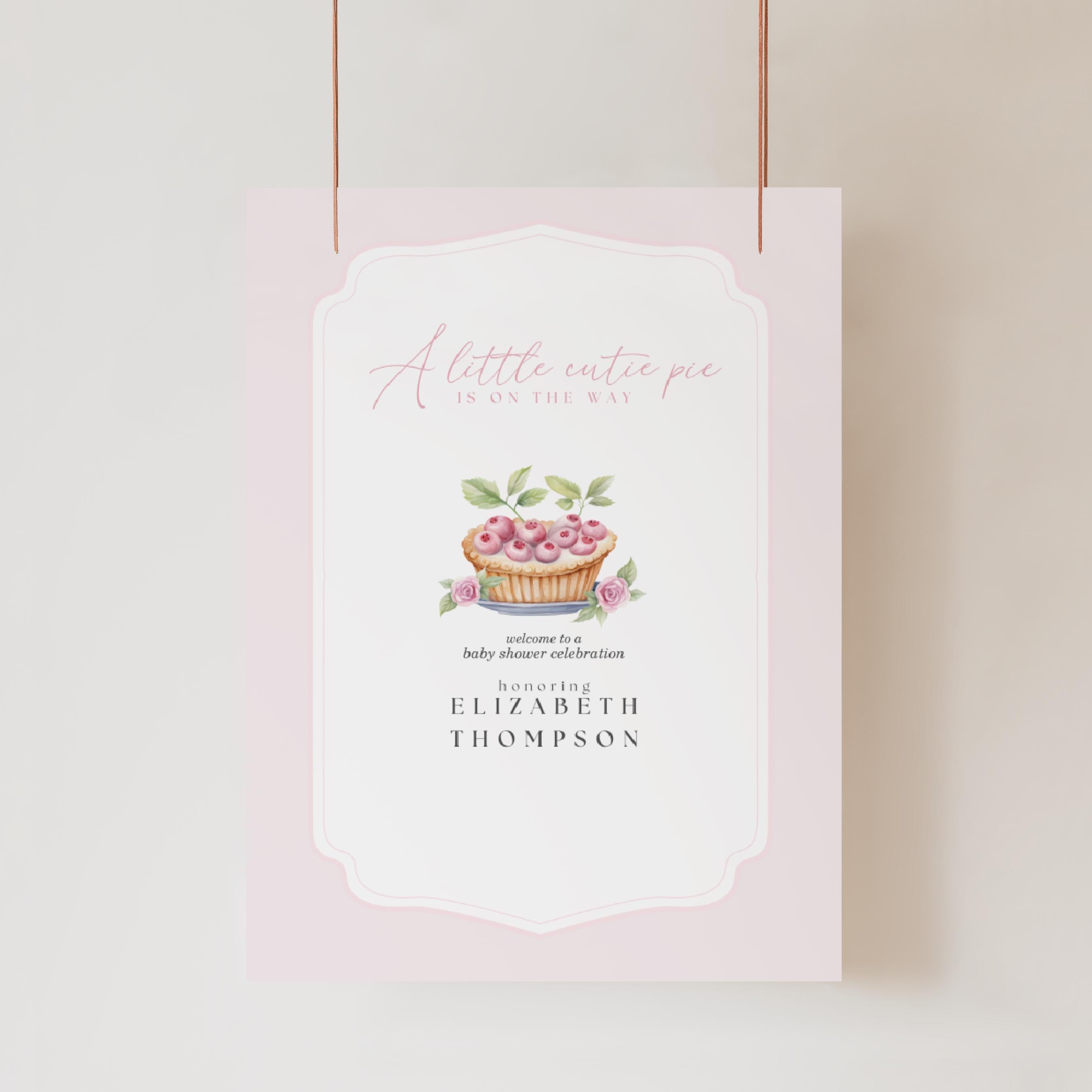 Cutie Pie Baby Shower Sign, Printable Cutie Pie Baby Shower Sign, Pink ...