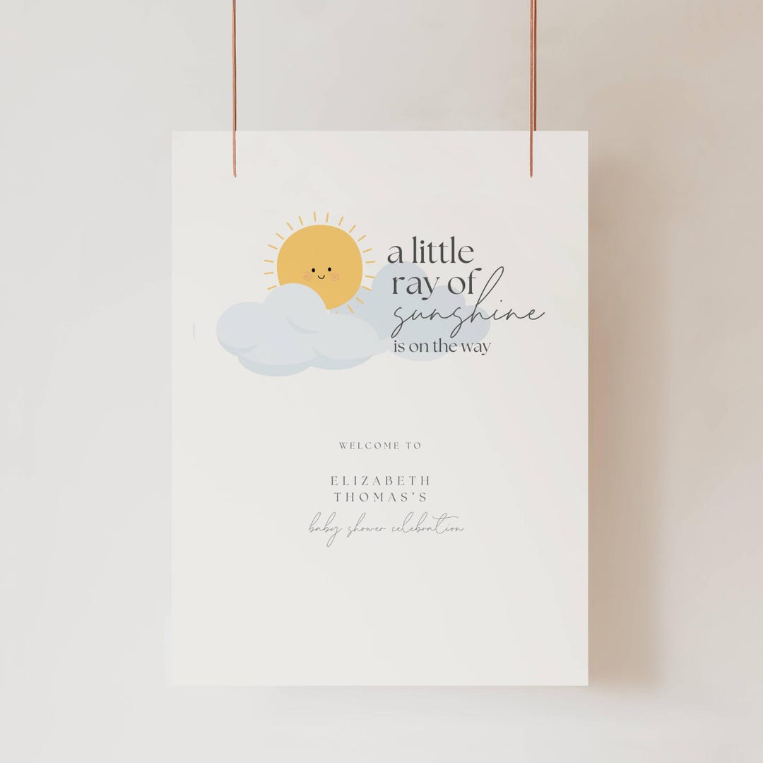 Little Ray of Sunshine Baby Shower Welcome Sign, Sunshine Baby Shower ...