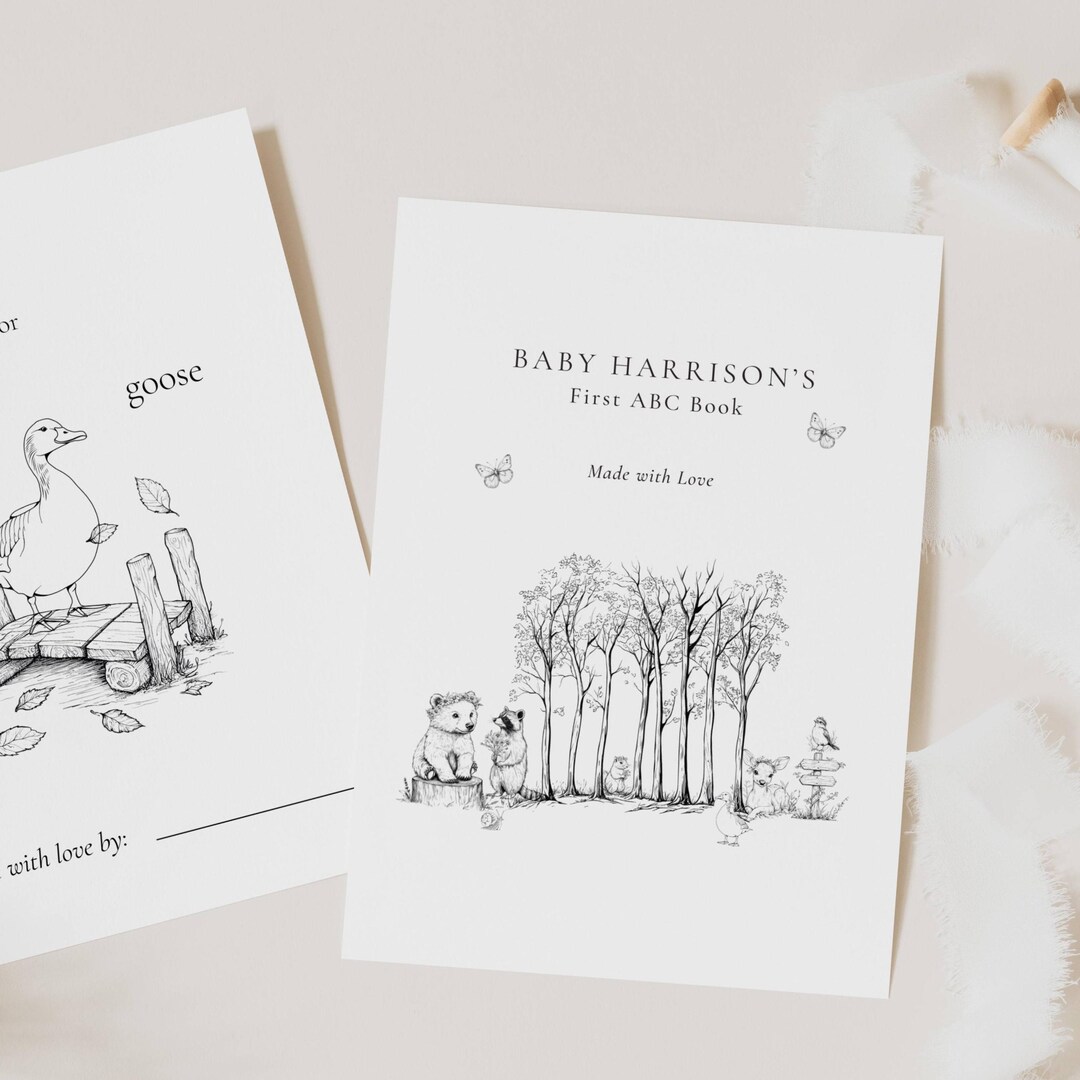 ABC Book Woodland Baby Shower: Baby First ABC Coloring Book, Animals ...