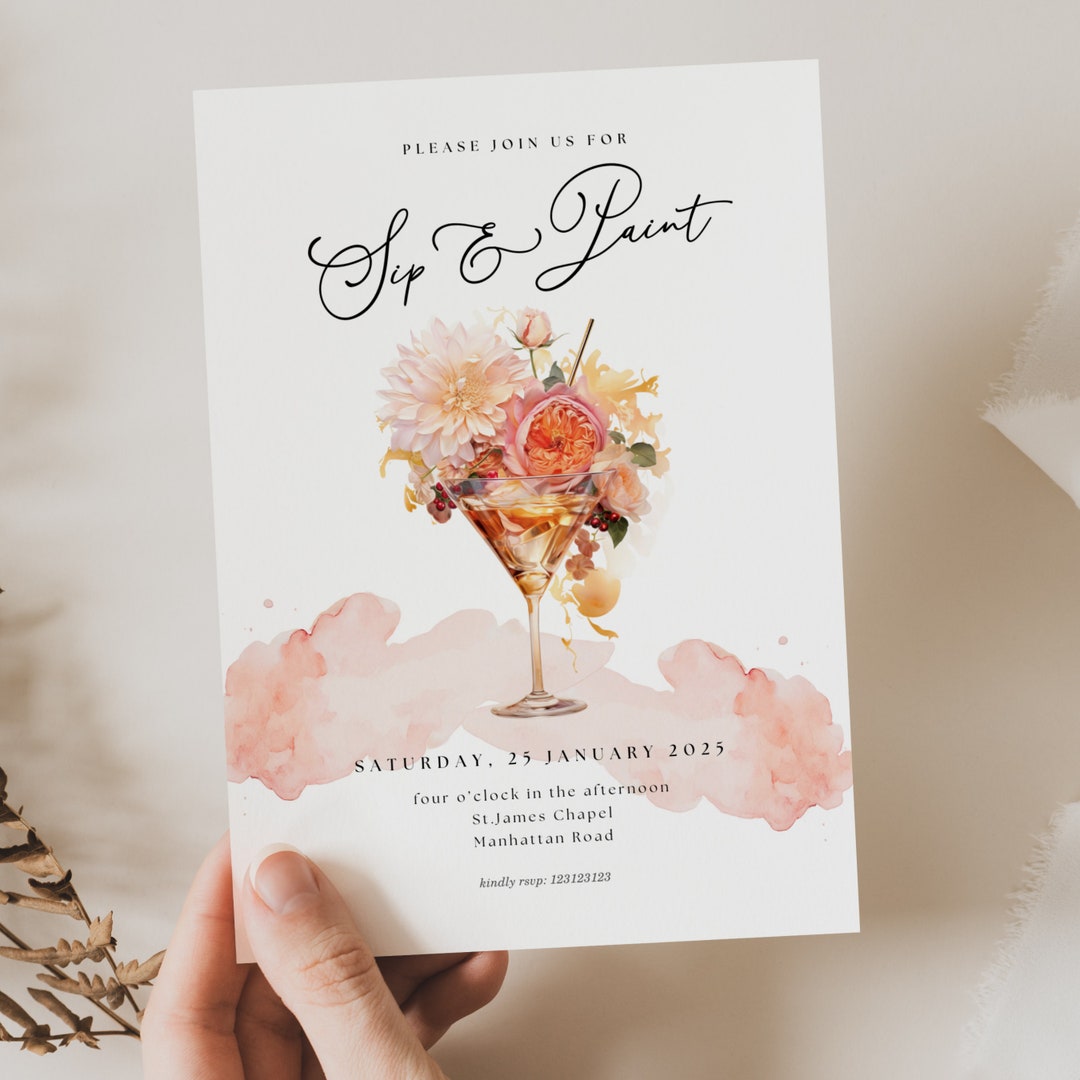 Paint and Pour Invitation, Adult Painting Party Invite, Wine Tasting ...