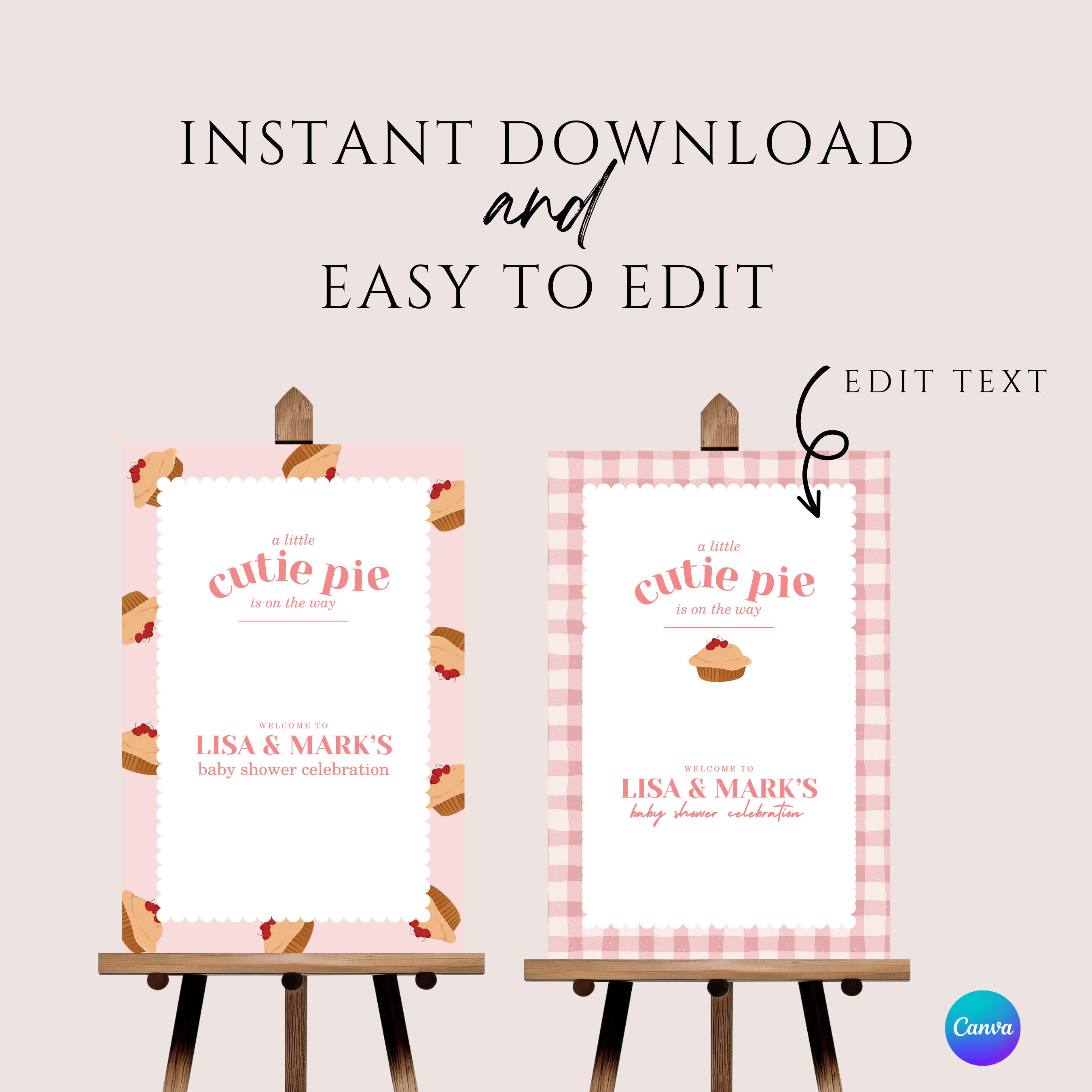 Printable Cutie Pie Baby Shower Sign Pink Pie Baby Shower - Etsy