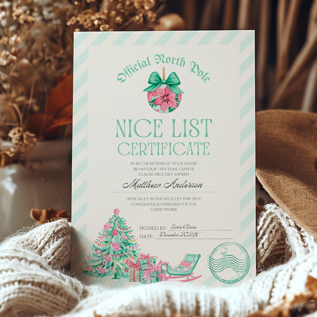 Santa Nice List Certificate Download, Nice List Certificate From Santa ...
