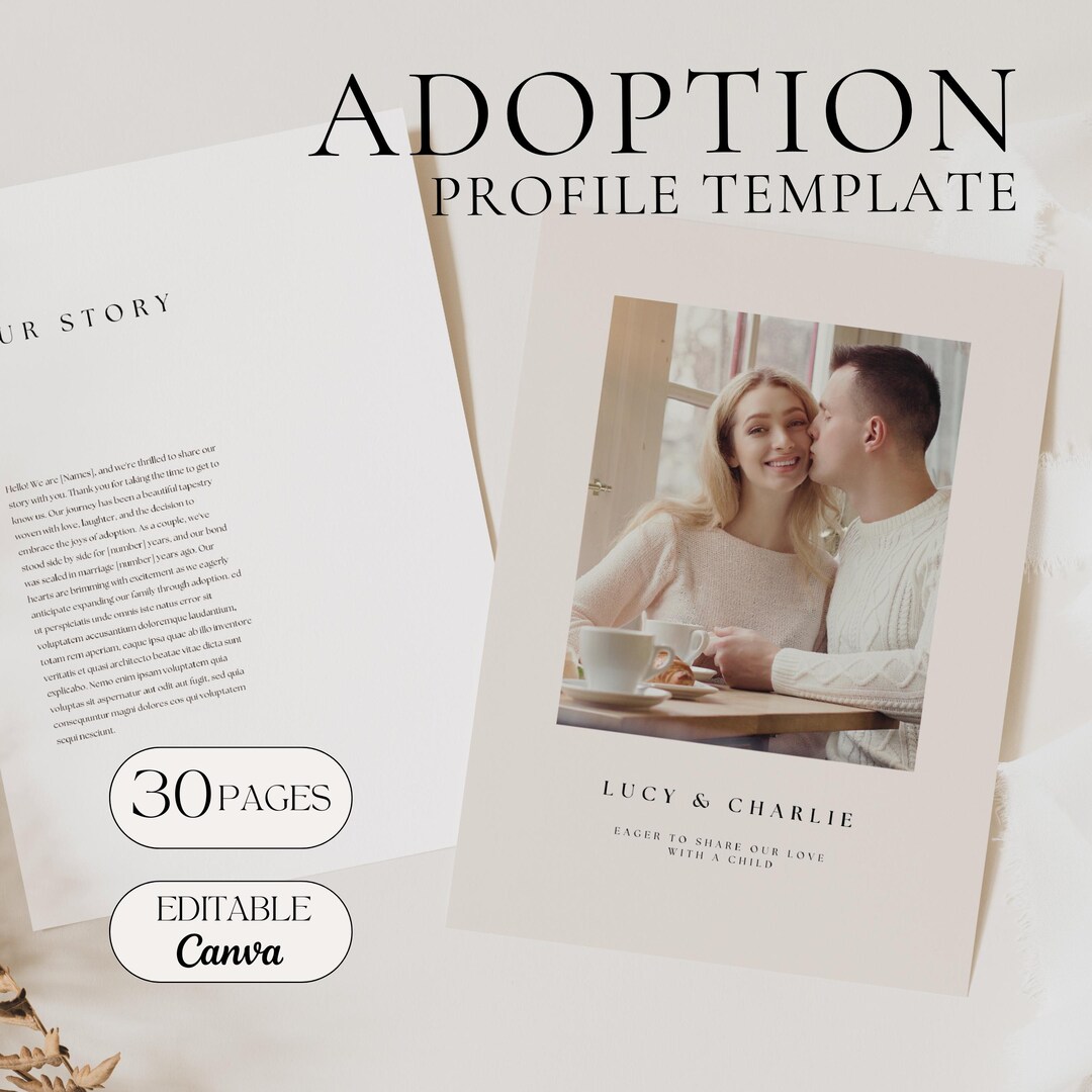 Adoption Profile Book Template Canva, Parent Profile Book Template ...
