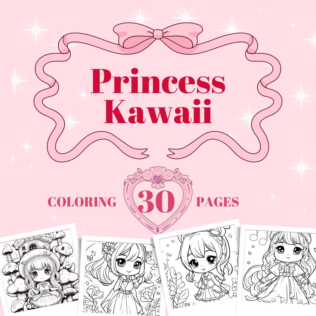 Kawaii Anime Princess Coloring Book, Personalized Princess Coloring ...
