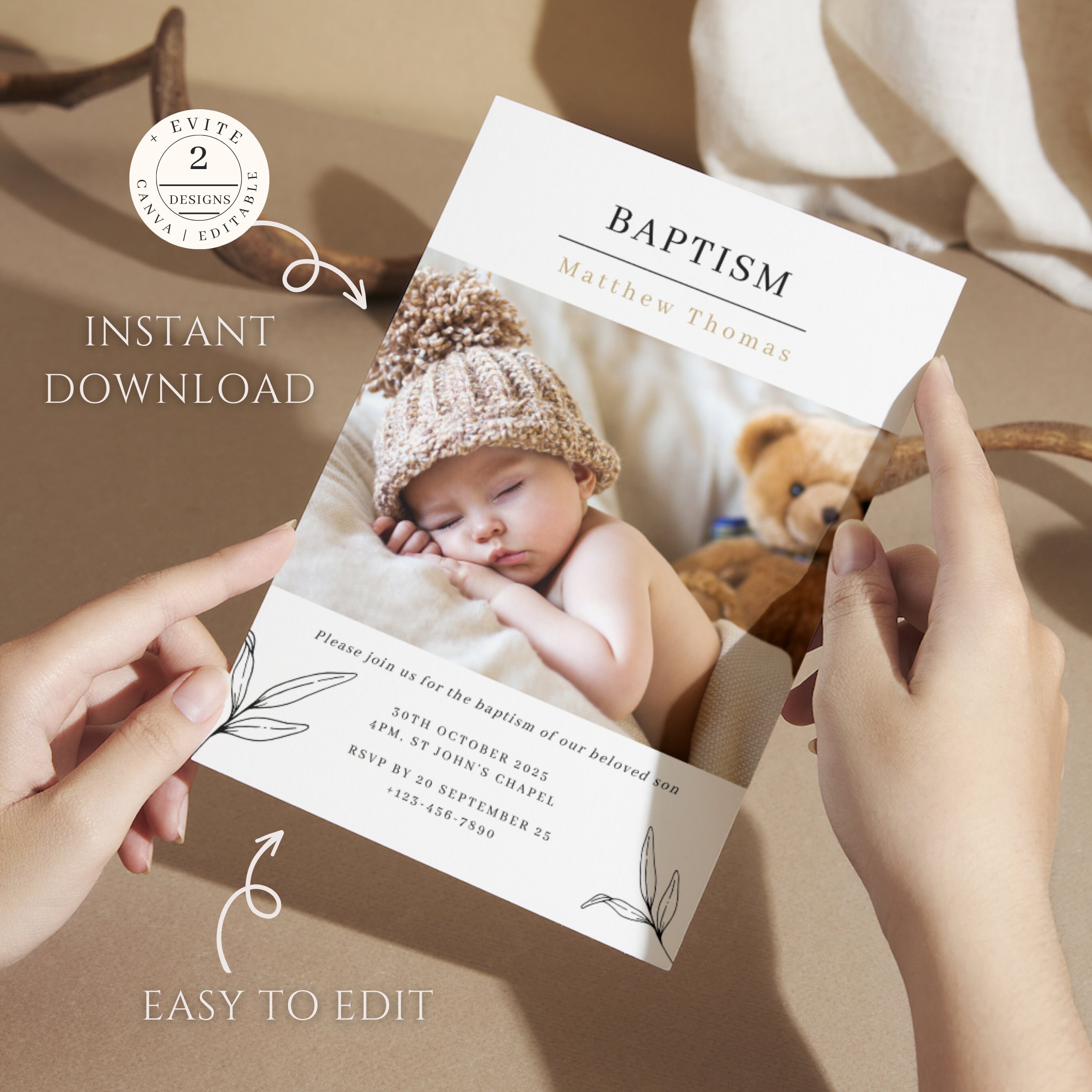 Baptism Invitation Boy With Picture, Baptism Boy, Baptism Girl, Baptism ...