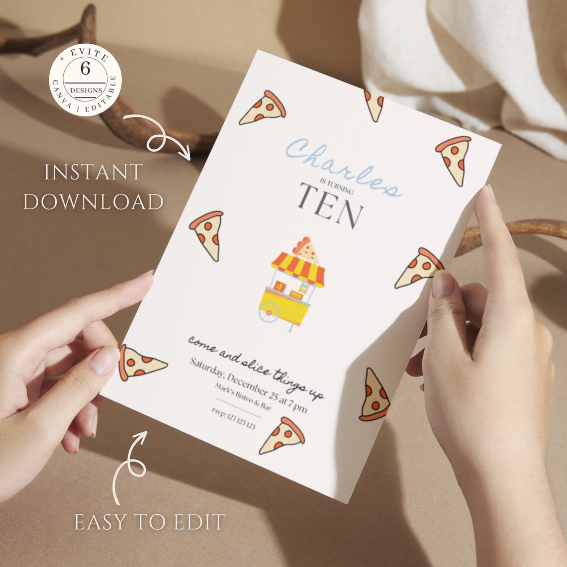 Pizza Making Birthday Invite, Pizza Party Invitation, Printable Pizza ...