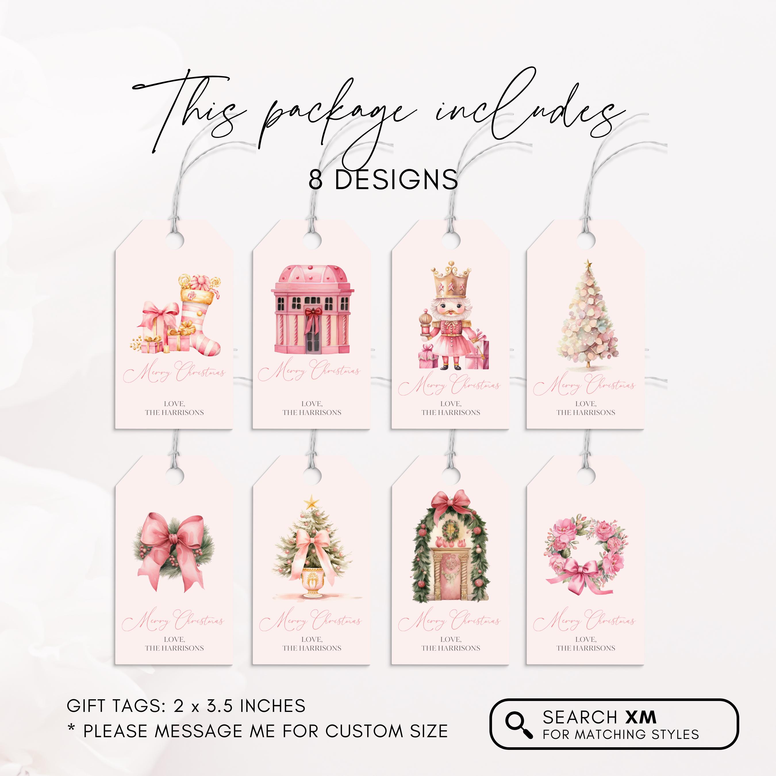 Printable Christmas Gift Tags, Editable Christmas Gift Tags, Pink ...