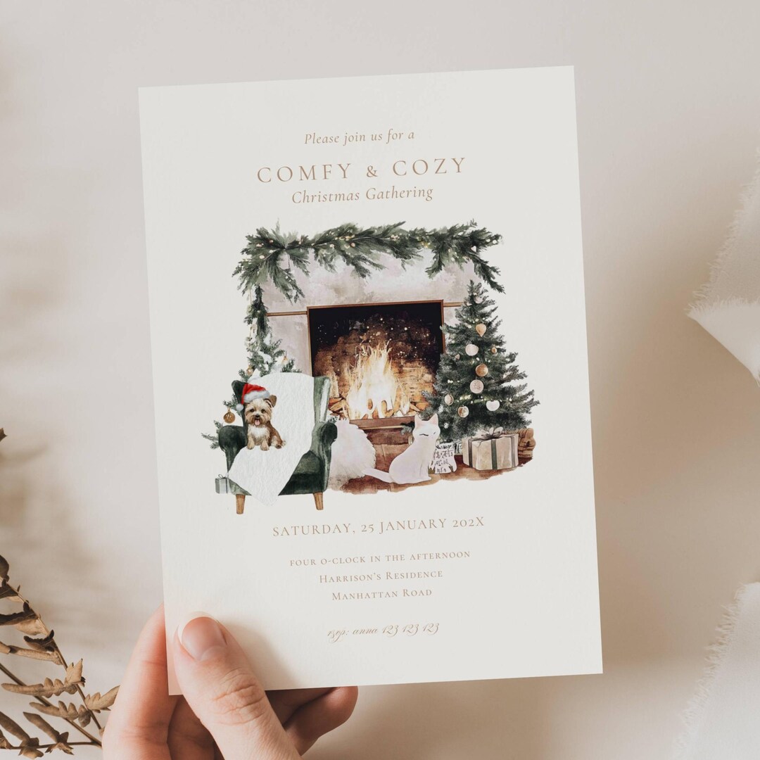 Comfy and Cozy Christmas Party Invitation: Rustic Tree Holiday Invite ...