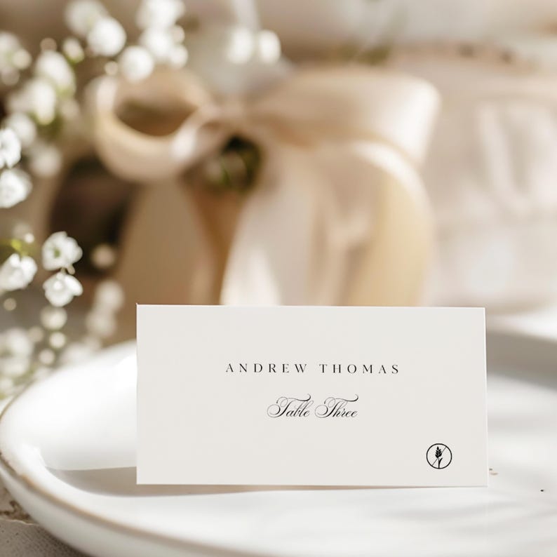 Place Card With Meal Icons Print, Personalized Wedding Place Cards With ...