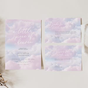 A Little Piece of Heaven Baby Shower Invite, Clouds Baby Shower ...