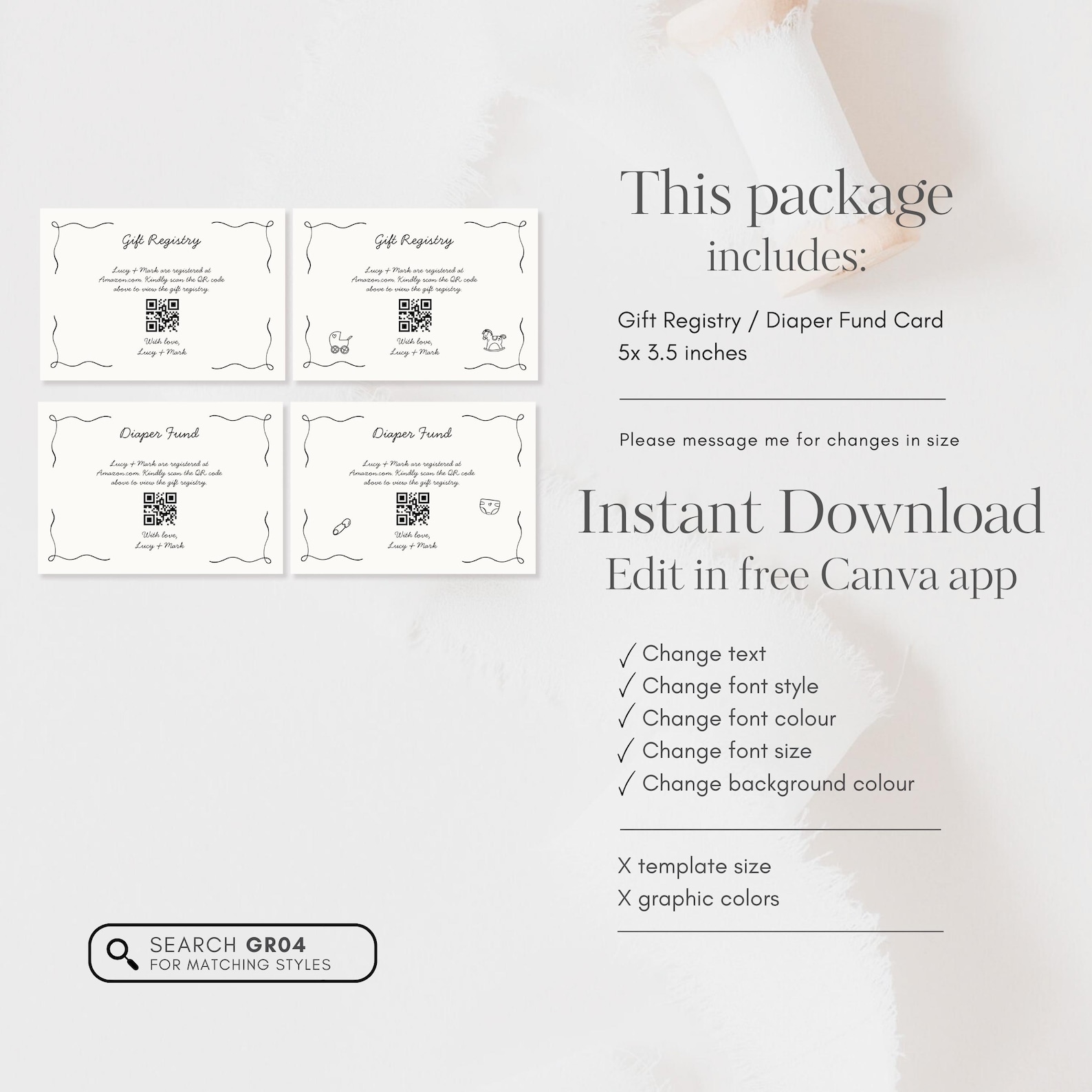 Baby Shower Registry Card Qr Codes, Baby Gift Registry Card Template ...