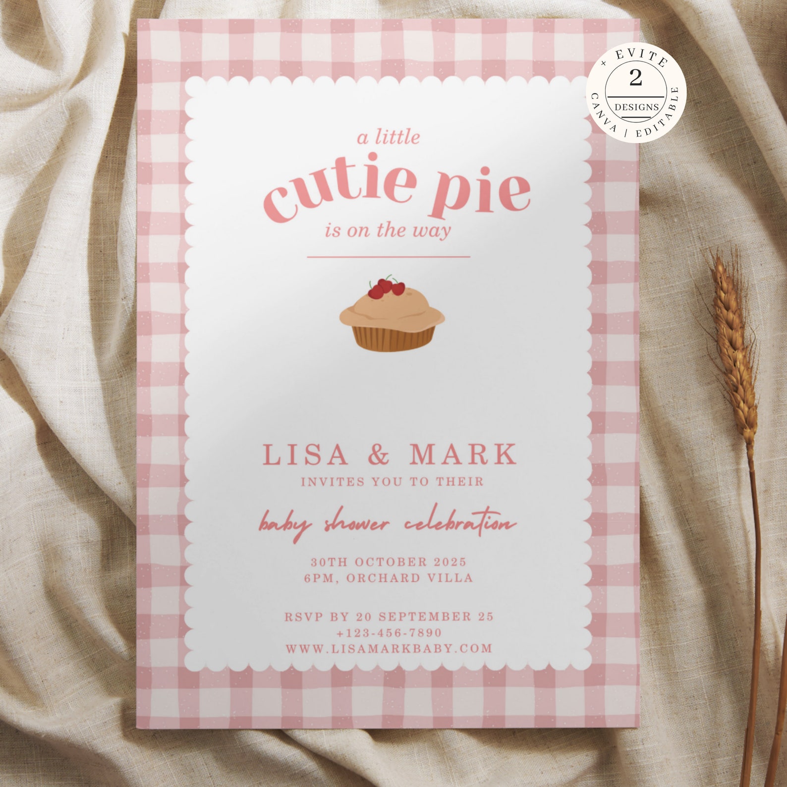 Cutie Pie Baby Shower Invitation, Fall Baby Shower Invite, Cutie Pie ...