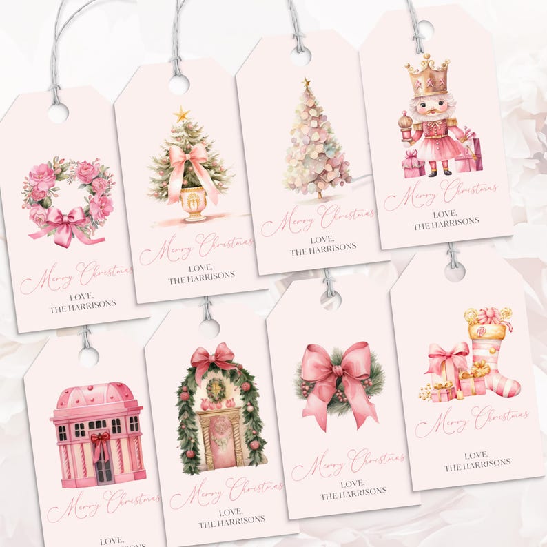Printable Christmas Gift Tags, Editable Christmas Gift Tags, Pink ...