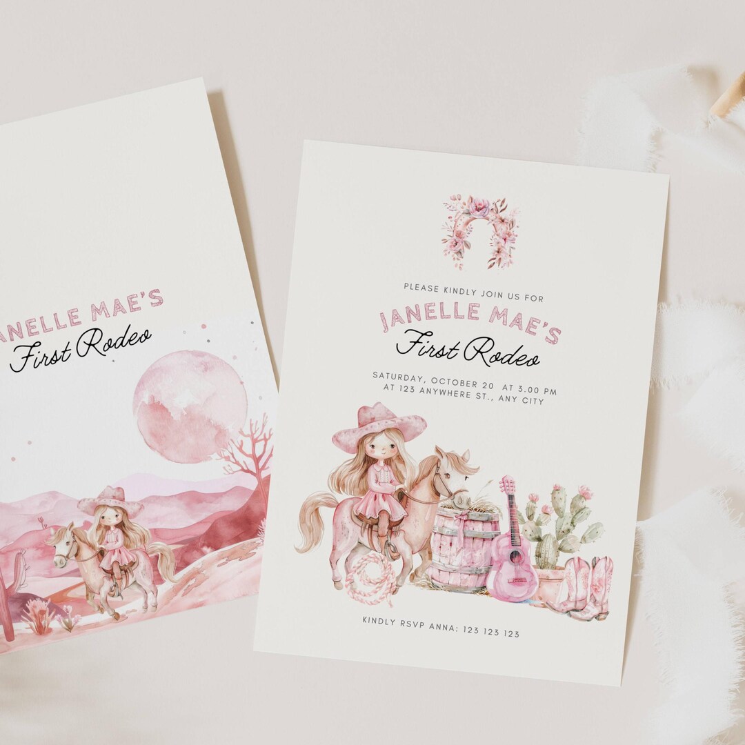 First Rodeo Birthday Invitation Girl, My First Rodeo Birthday Girl ...
