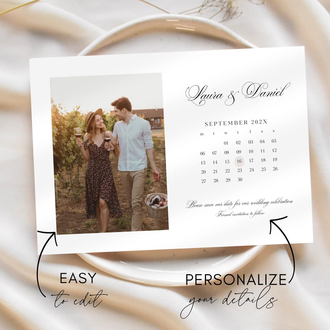 Save the Date With Picture and Calendar, Save the Date Calendar Canva ...