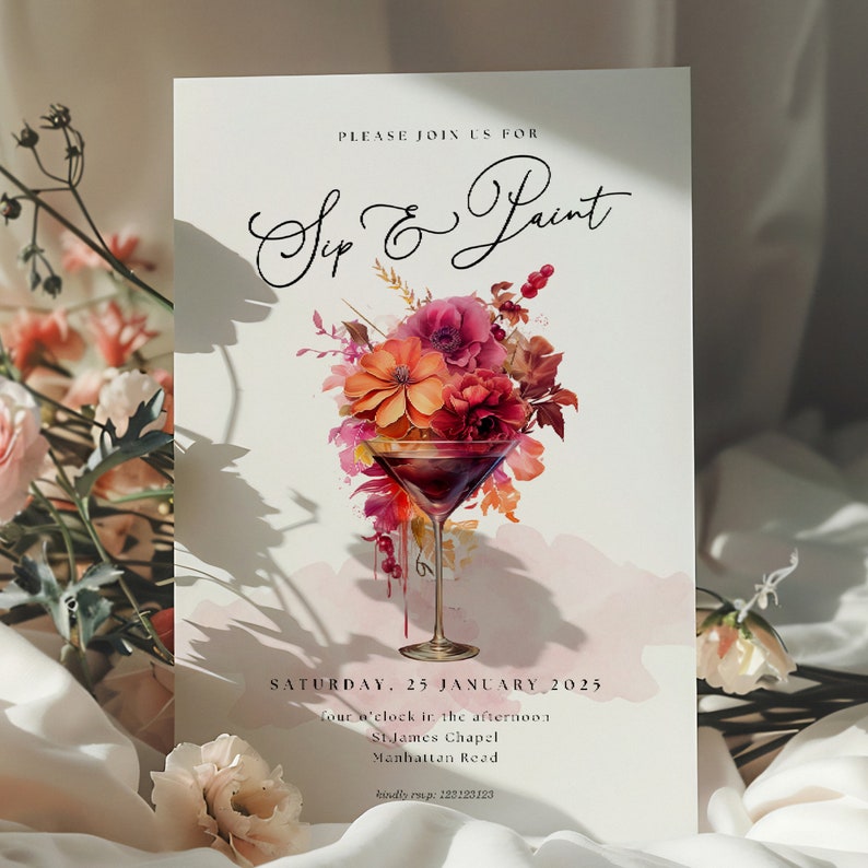 Paint and Sip Party Invitation, Sip and Paint Invitation, Paint and ...