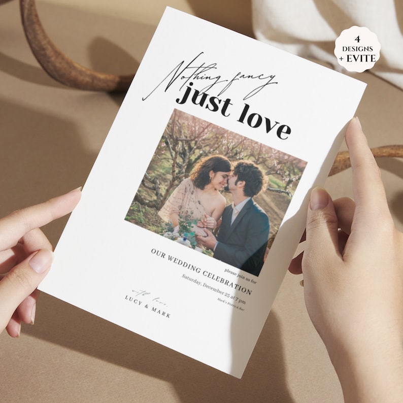 Nothing Fancy Just Love Wedding Invitation, Intimate Wedding Invitation ...