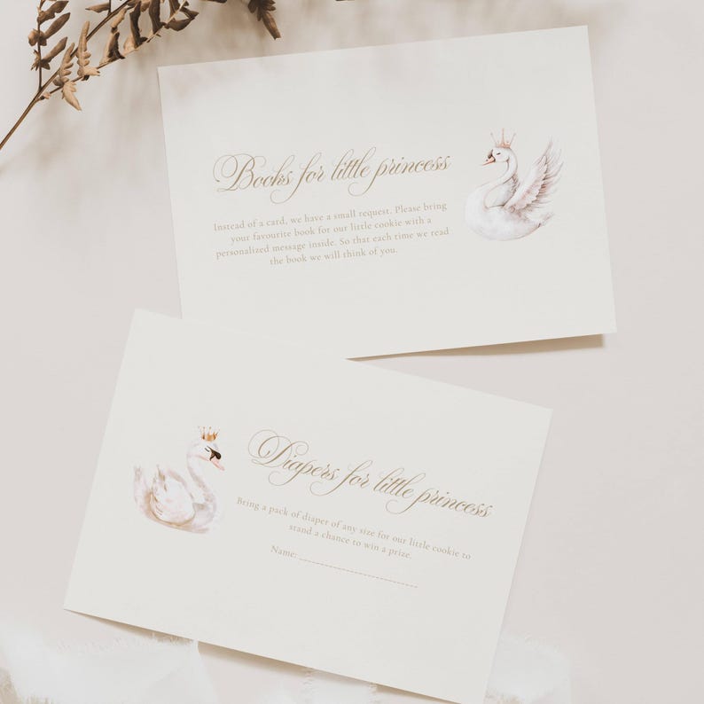 Swan Baby Shower Invitation: A Little Princess is on the Way (editable ...