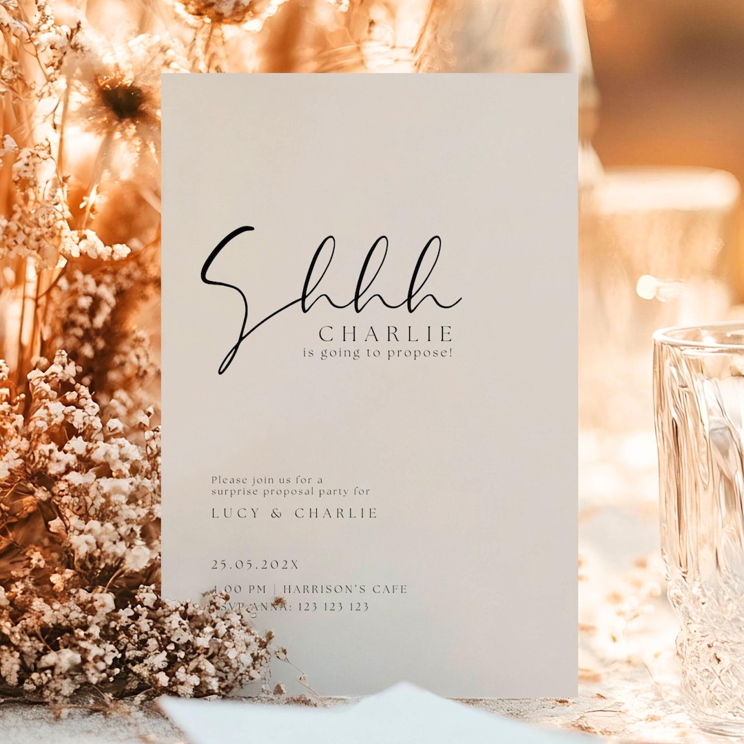 Surprise Engagement Invitation Template, Minimalist Surprise Engagement ...