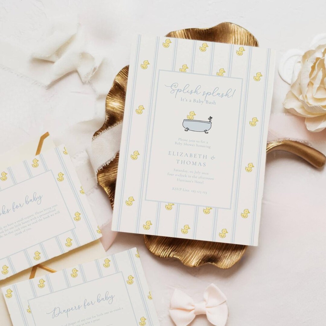 Splish Splash Baby Bash Baby Shower Invitation: Rubber Ducky (editable ...