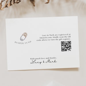 Baby Registry QR Code, Baby Shower Registry Insert, Baby Shower ...